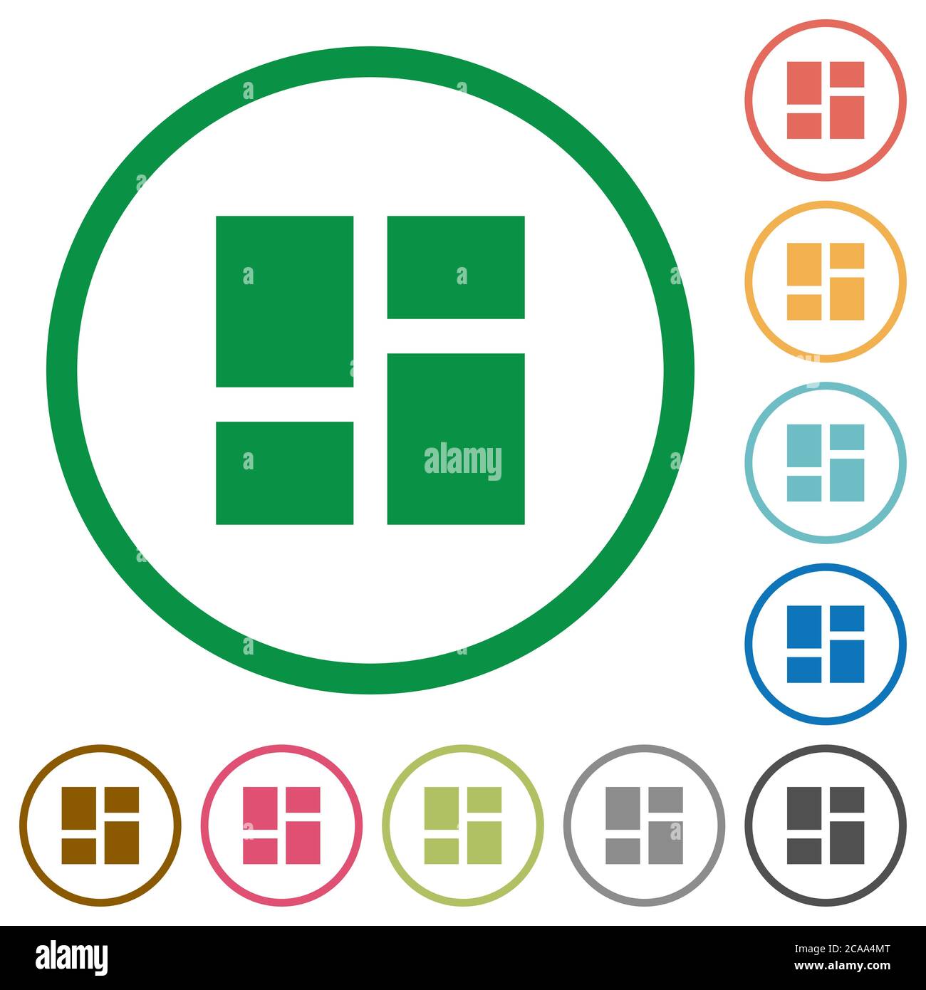 Admin dashboard panels flat color icons in round outlines on white ...
