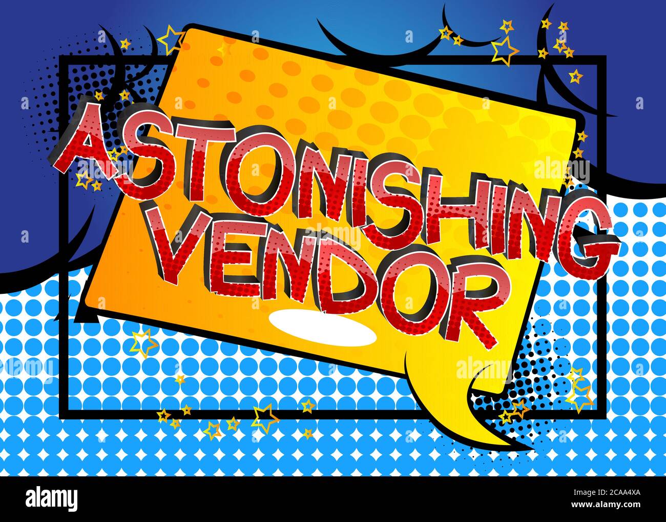 Astonishing Vendor Comic book style cartoon words on abstract comics ...