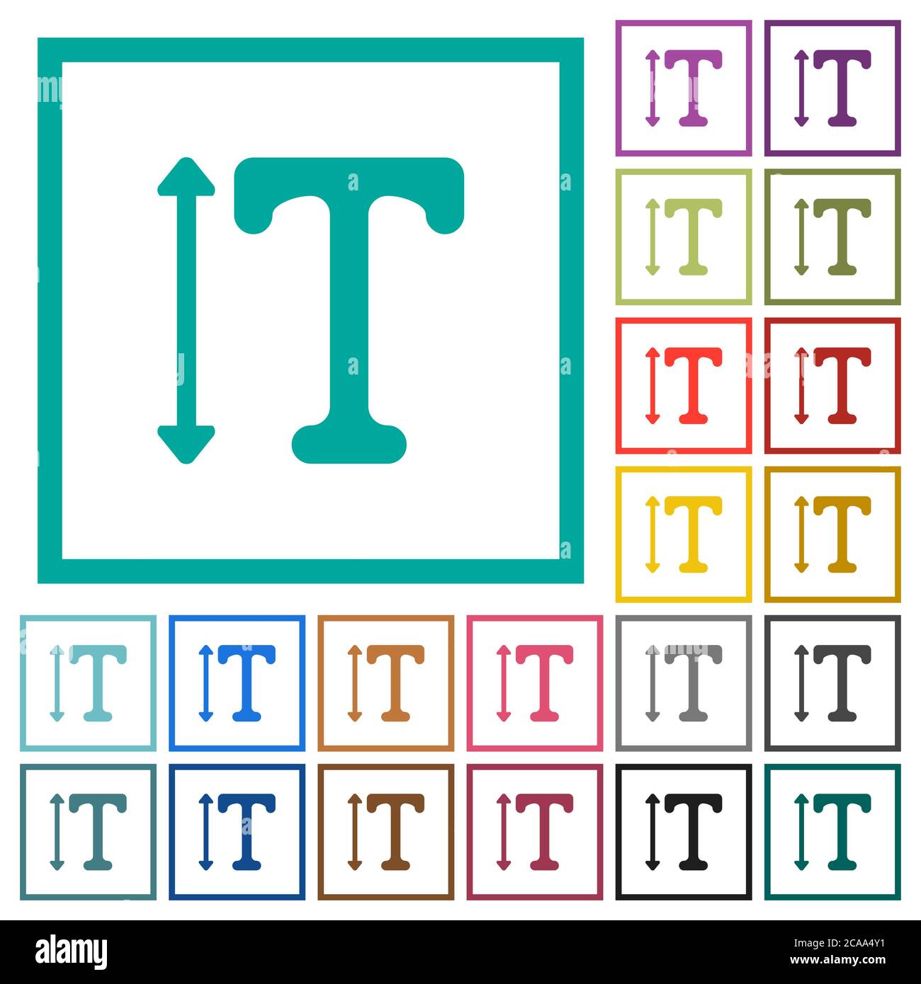 Adjust font height flat color icons with quadrant frames on white ...