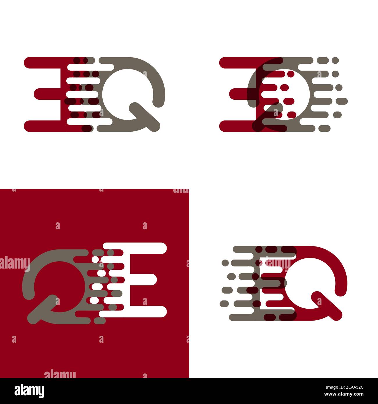 EQ letters logo with accent speed in drak red and gray Stock Vector ...