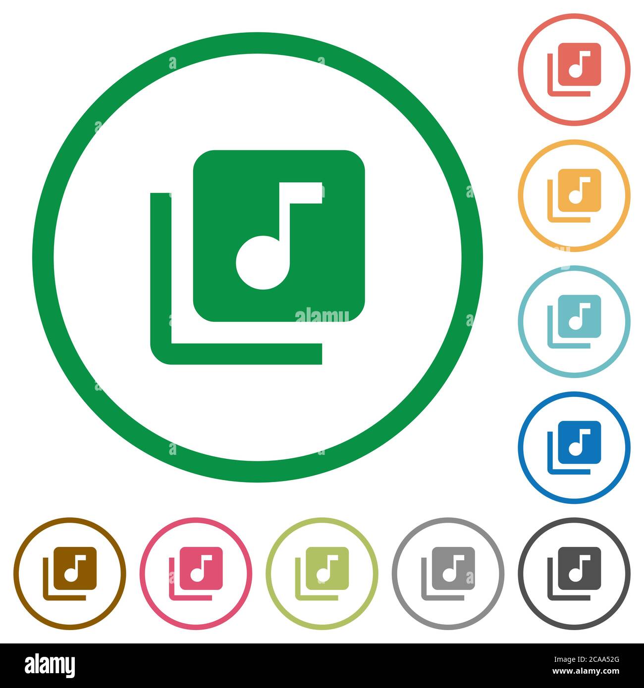 Music library flat color icons in round outlines on white background ...