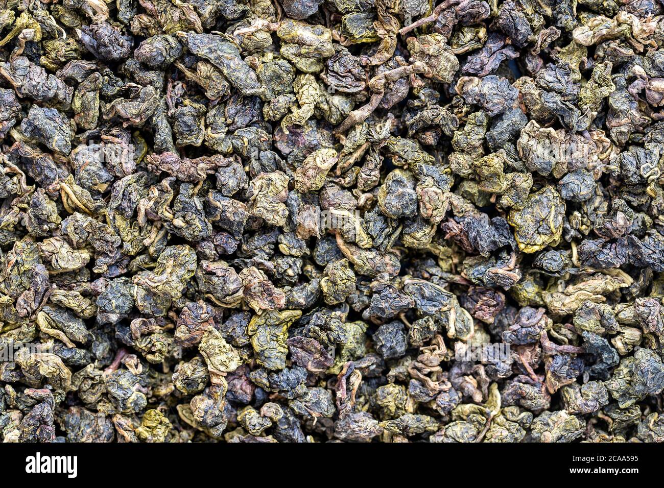 Green tea leaves background. Oolong tea close up. Abstract food ...