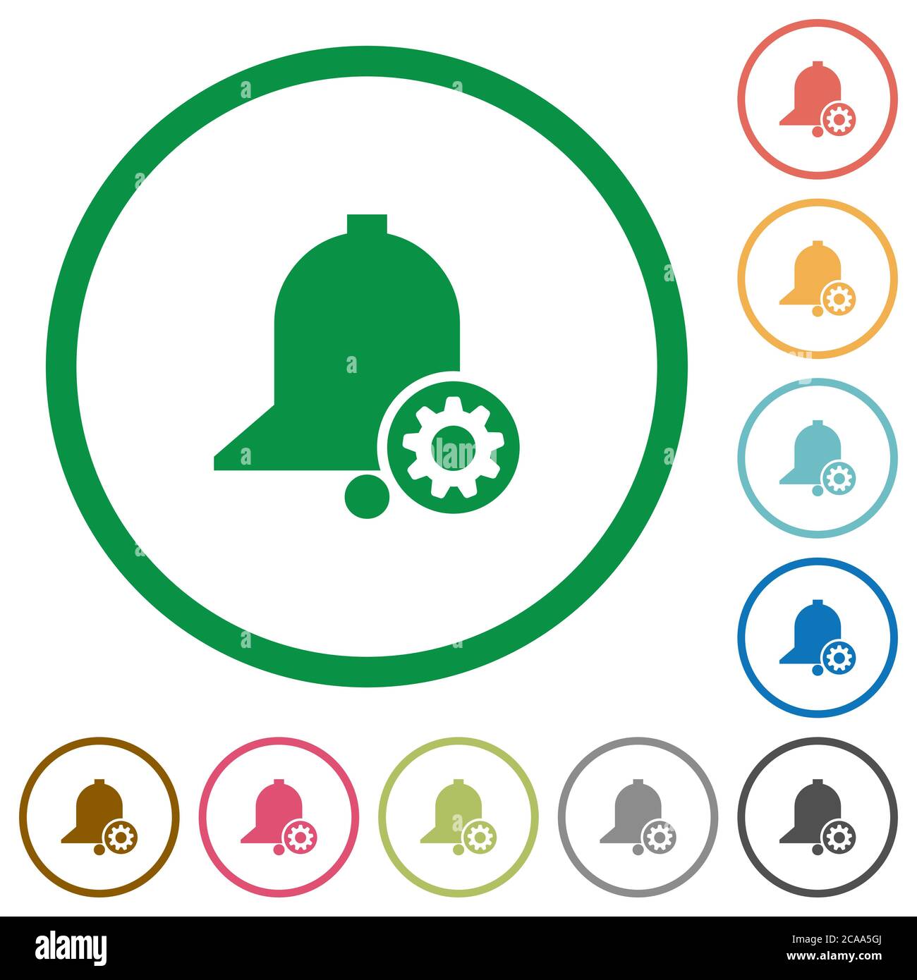 Reminder settings flat color icons in round outlines on white ...