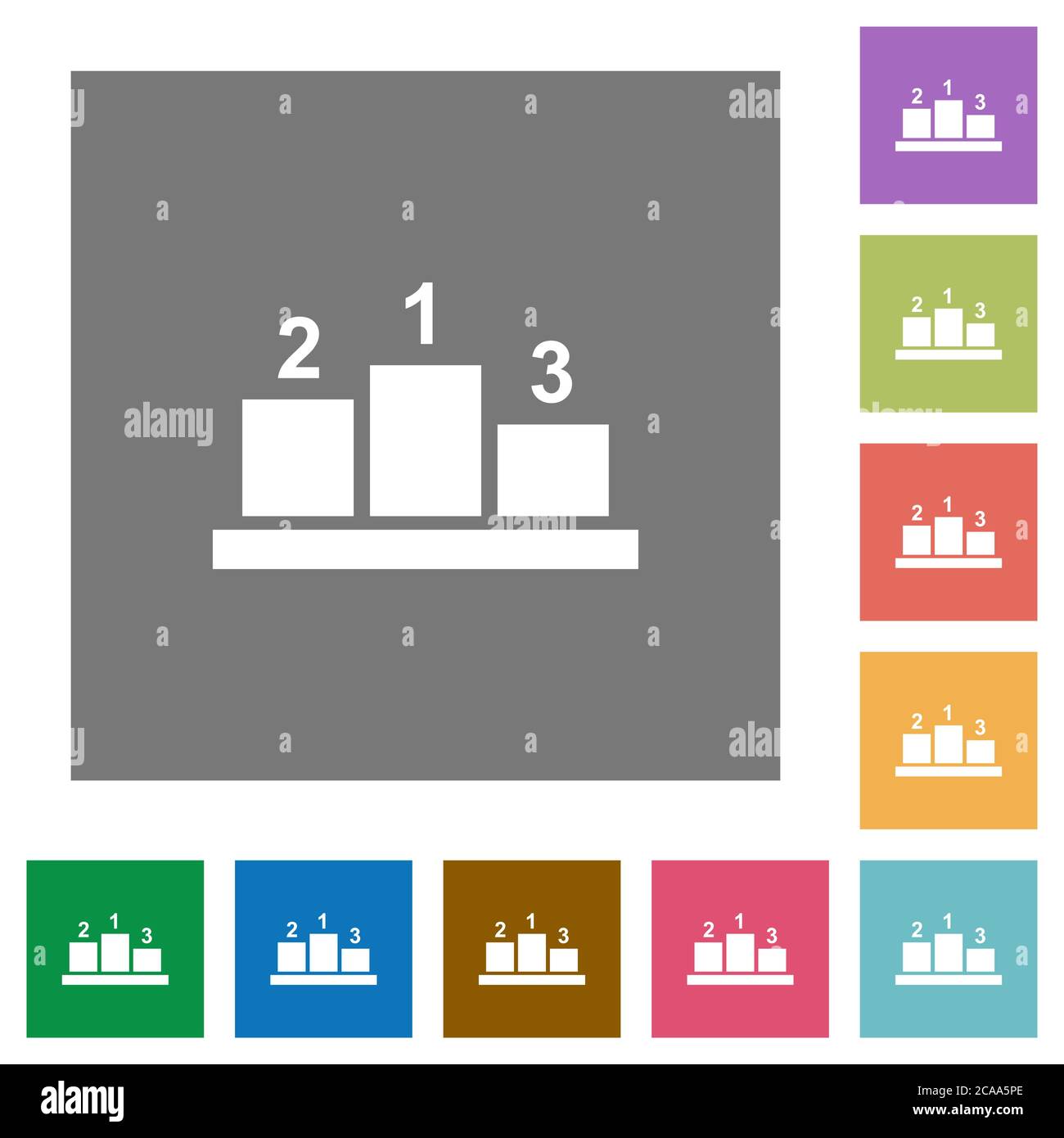Winners podium with outside numbers flat icons on simple color square ...