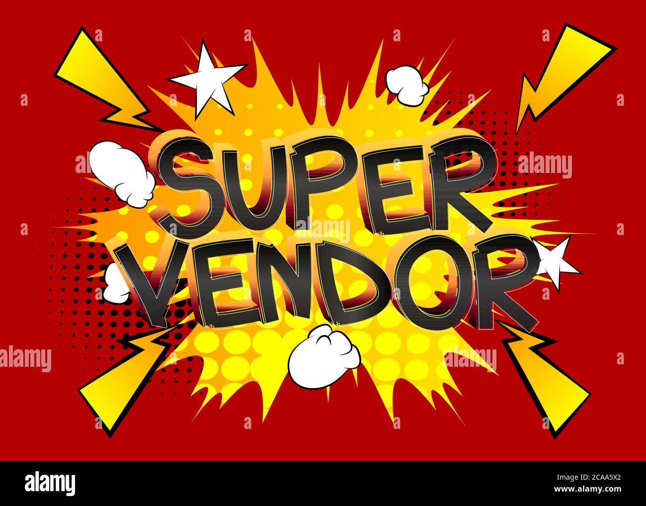 Super Vendor Comic book style cartoon words on abstract comics ...