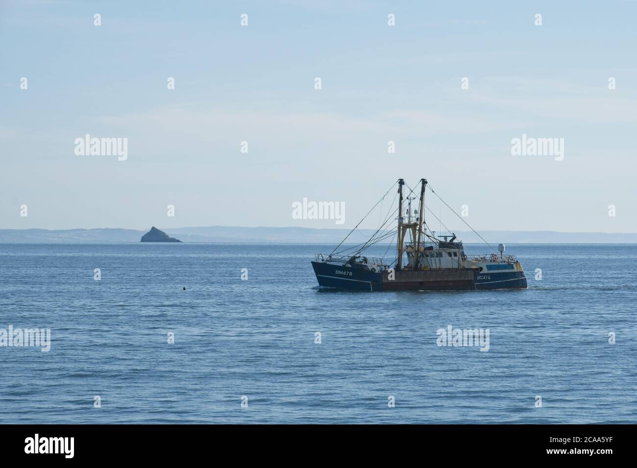 Brixham Trawler BM478 Danielle returning to port. Arriving off entrance ...