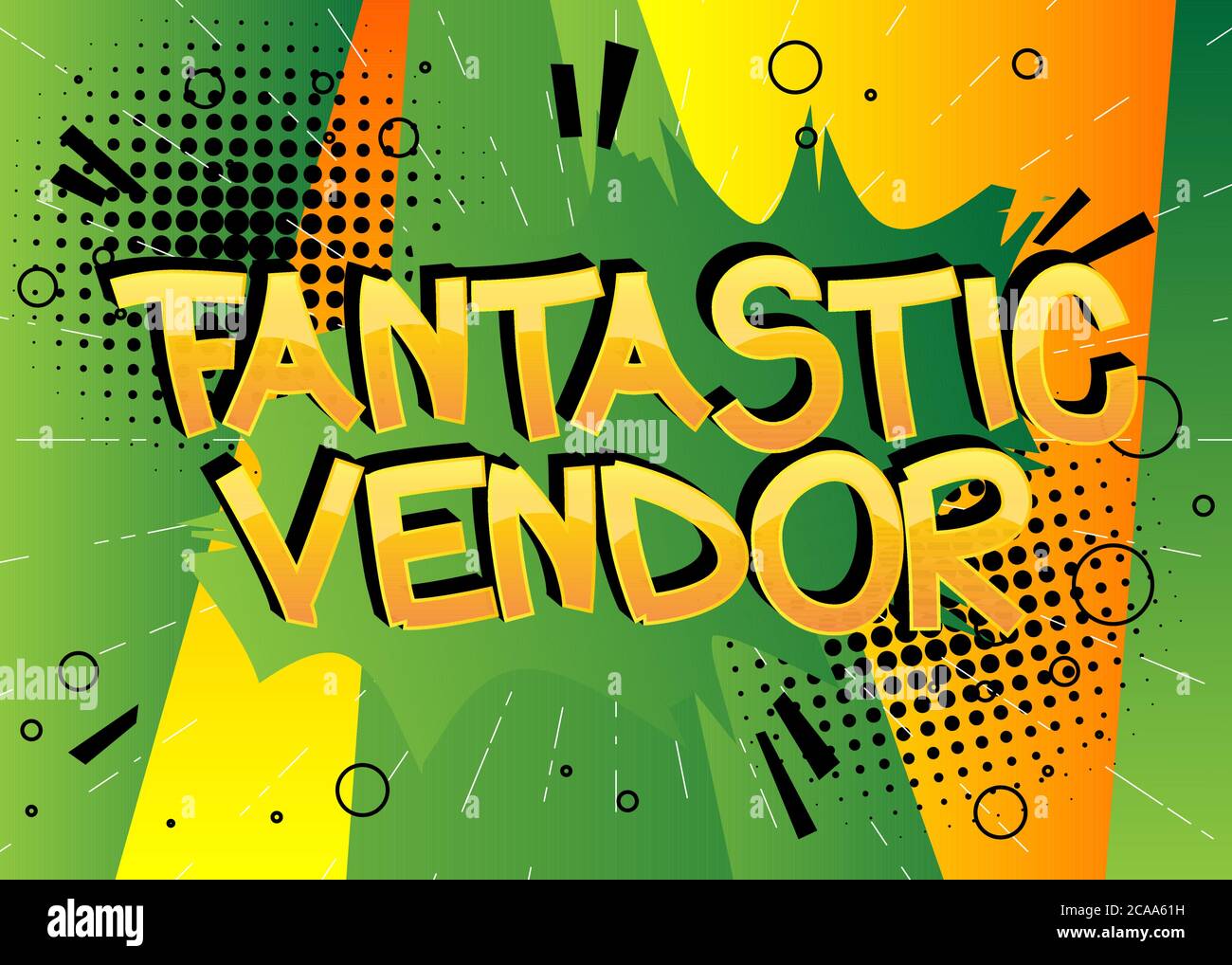 Fantastic Vendor Comic book style cartoon words on abstract comics ...
