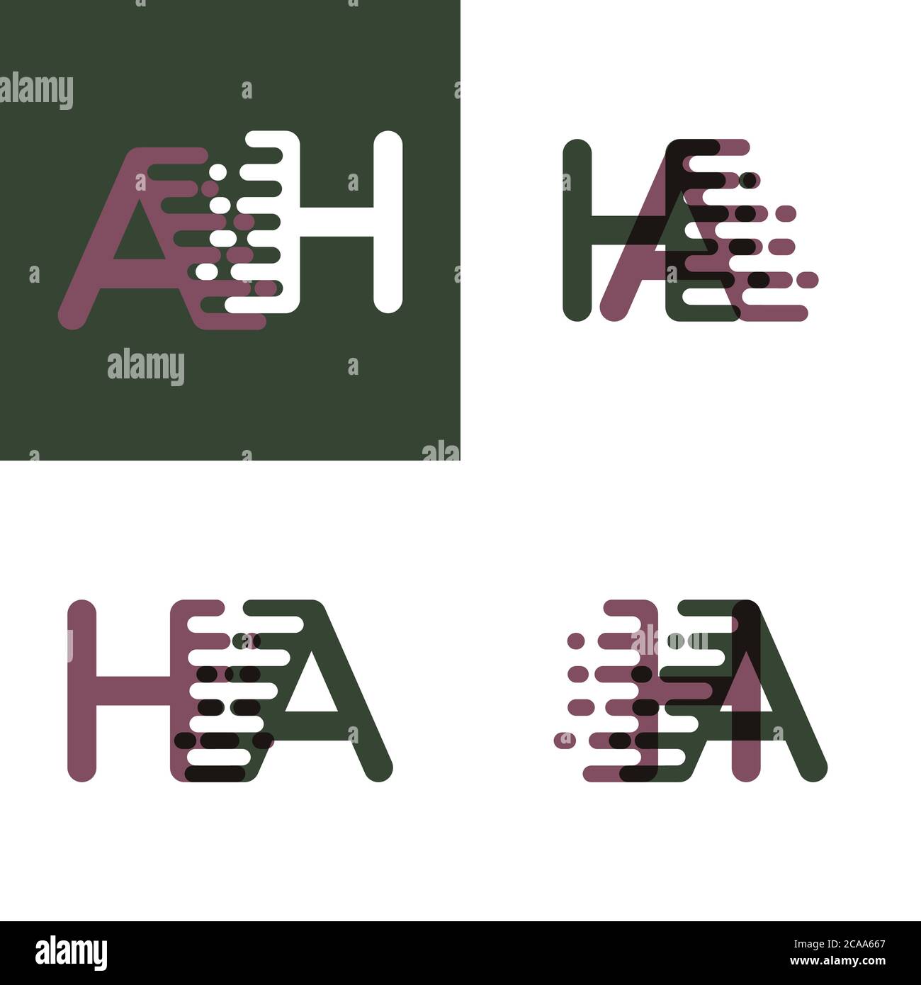 HA letters logo with accent speed in purple and dark green Stock Vector ...