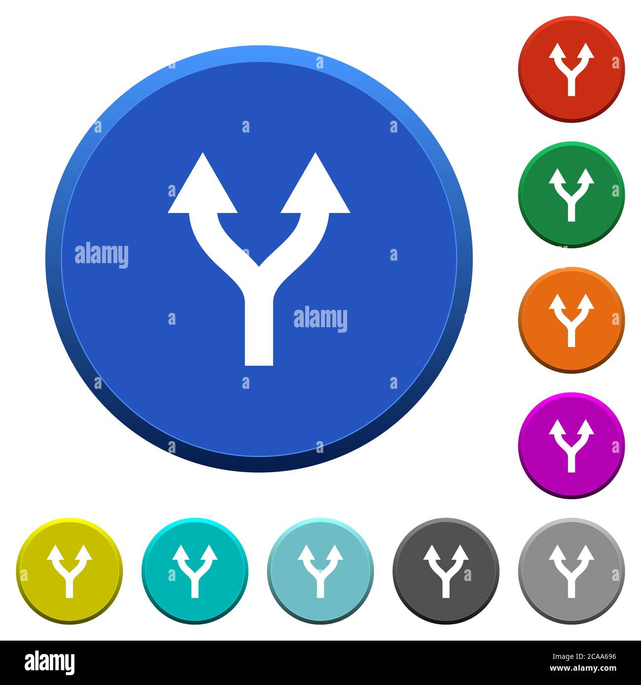 Split arrows up round color beveled buttons with smooth surfaces and ...