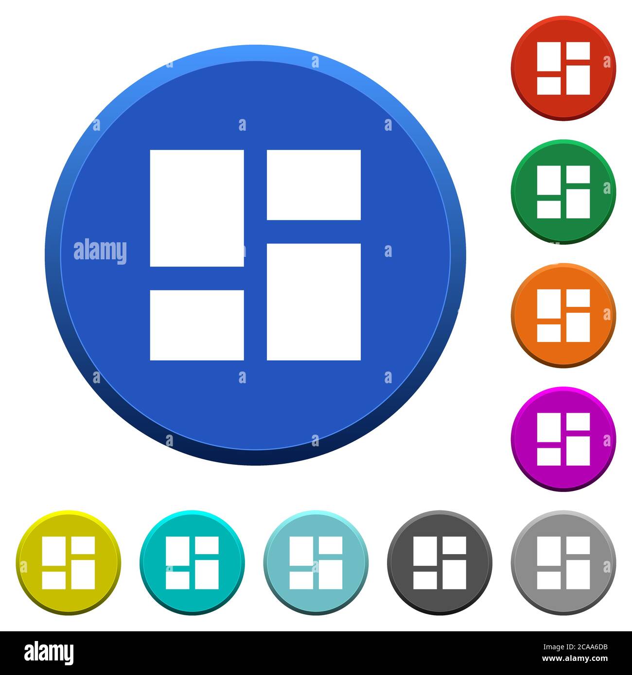 Admin dashboard panels round color beveled buttons with smooth surfaces and flat white icons ...
