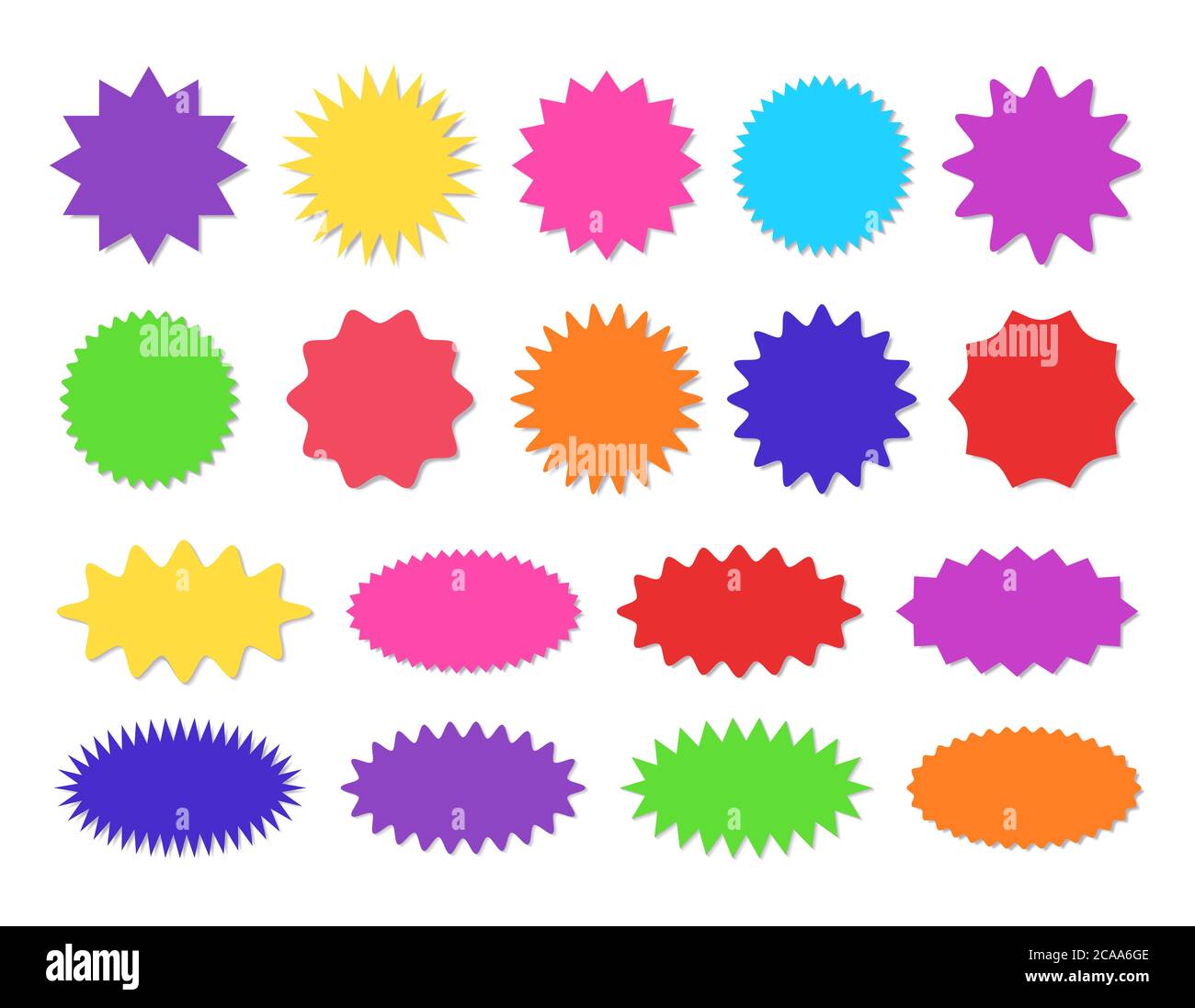 Starburst sticker set - collection of colorful special offer sale round ...