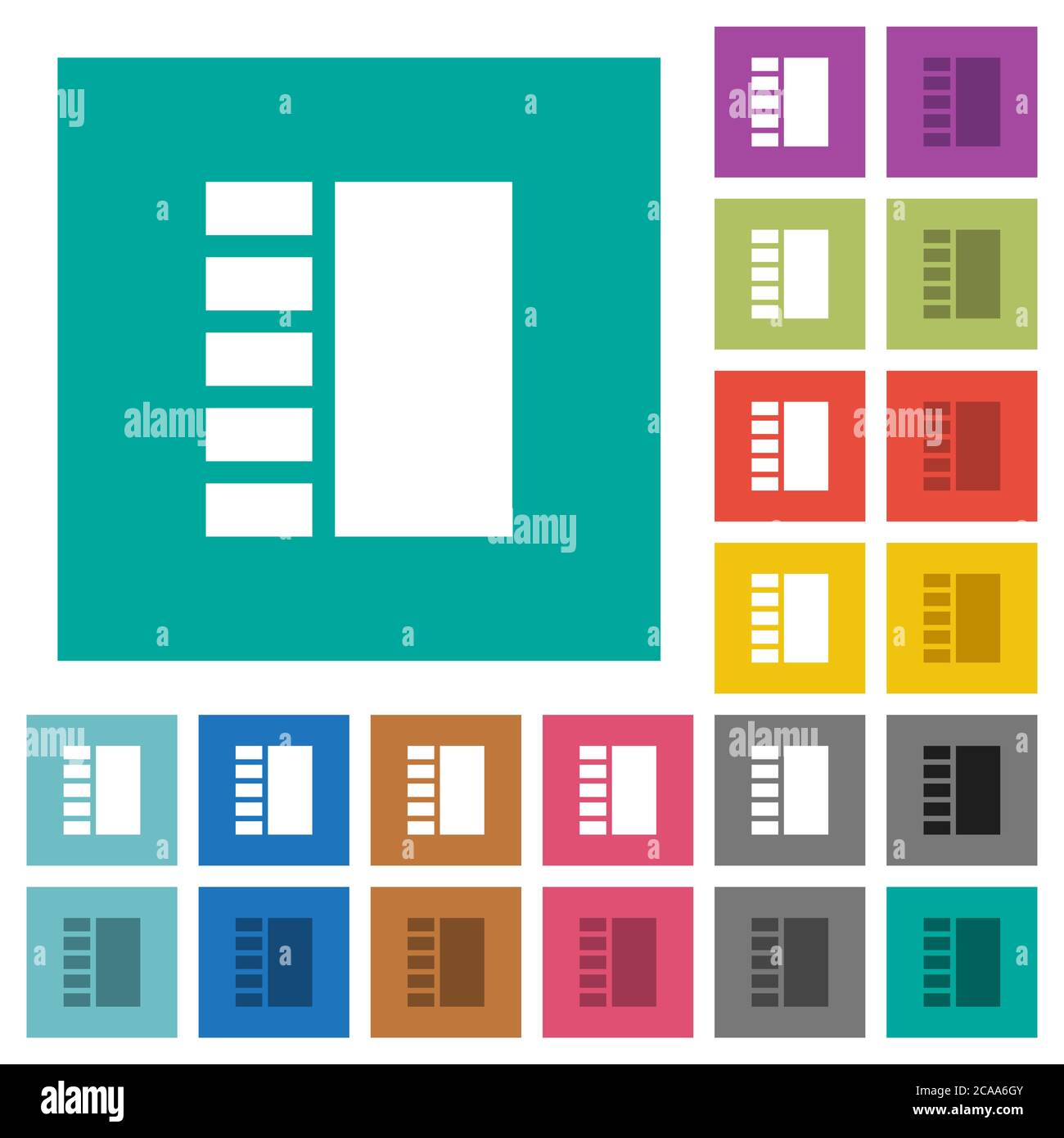 Vertical tabbed layout multi colored flat icons on plain square ...