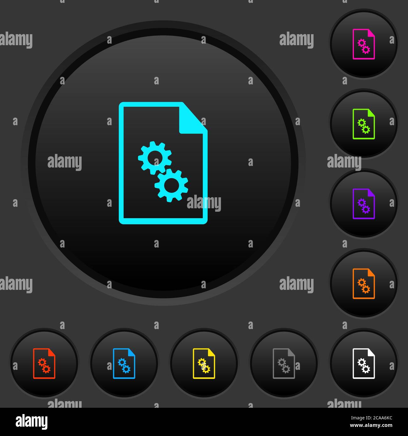 Executable file dark push buttons with vivid color icons on dark grey ...
