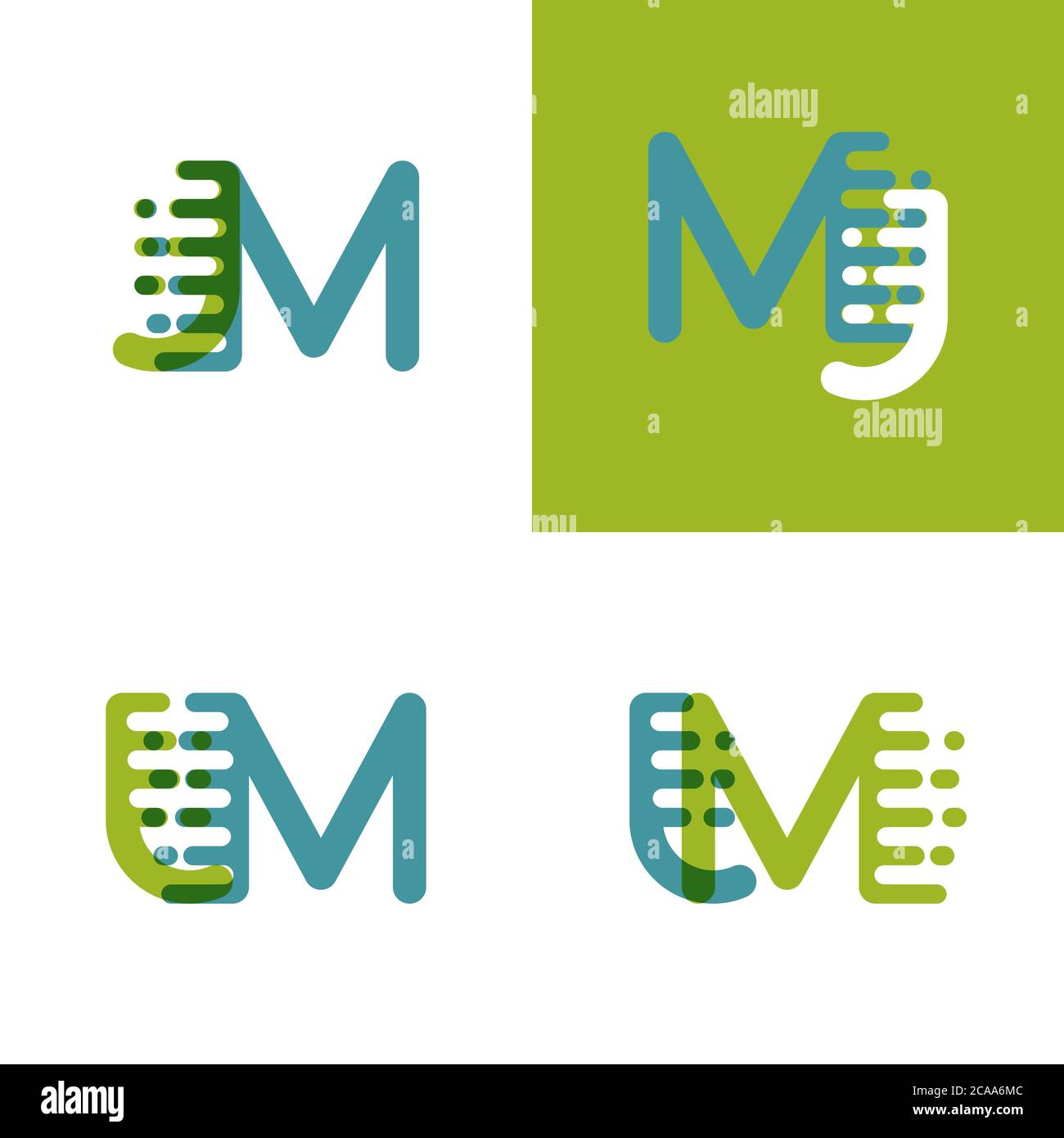 JM letters logo with accent speed in light green and light blue Stock ...