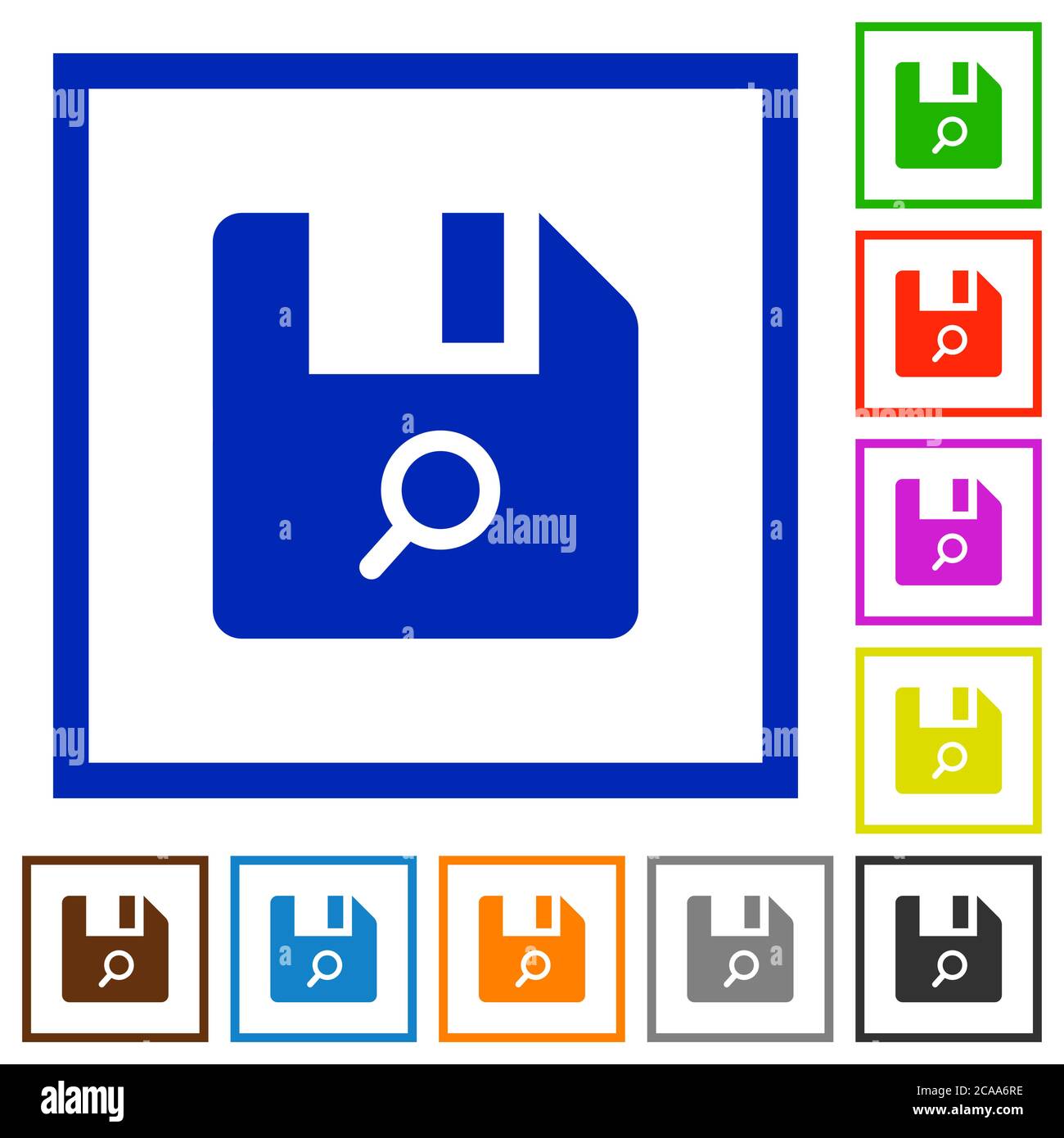 Find file flat color icons in square frames on white background Stock ...