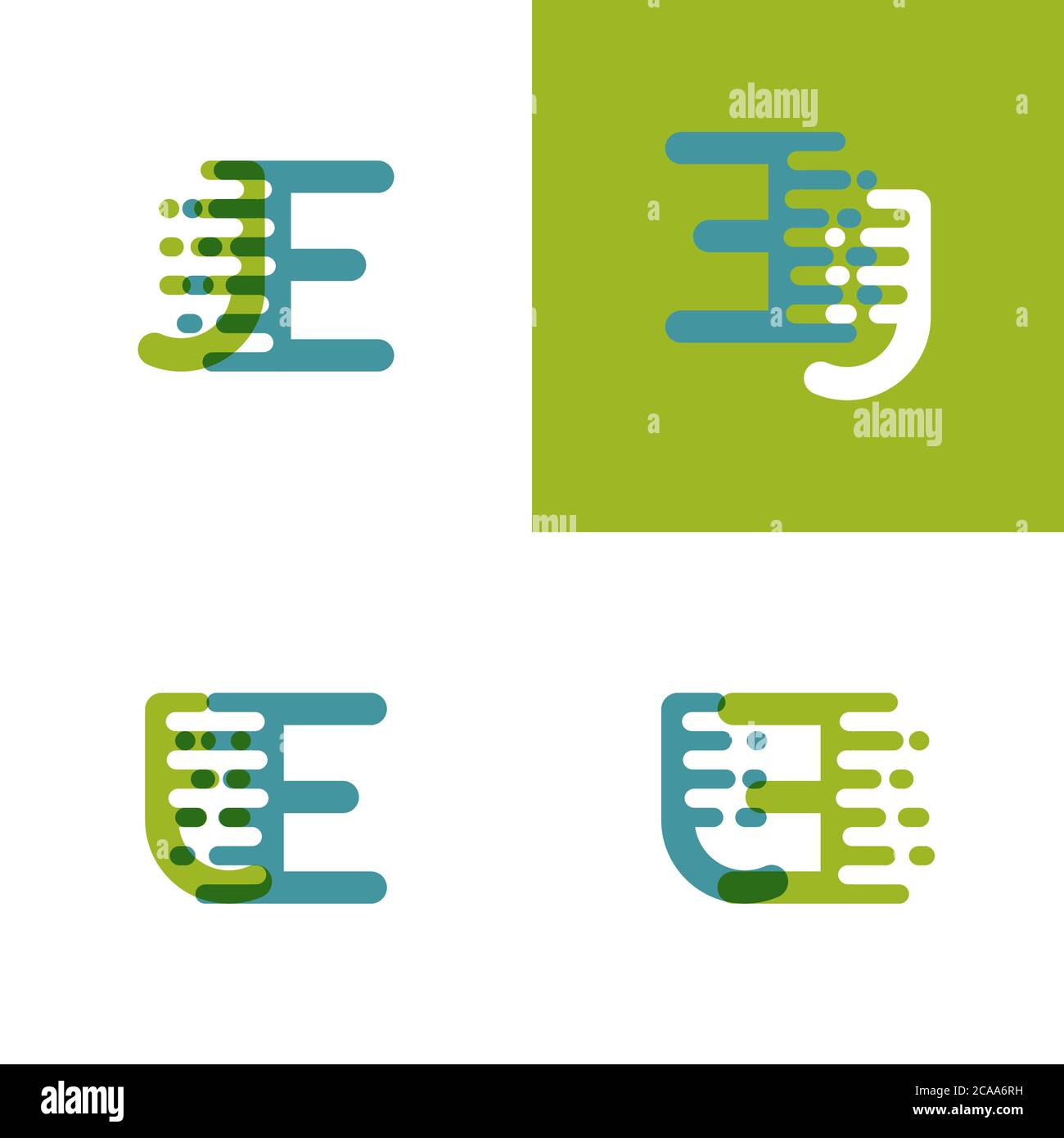 JE letters logo with accent speed in light green and light blue Stock ...