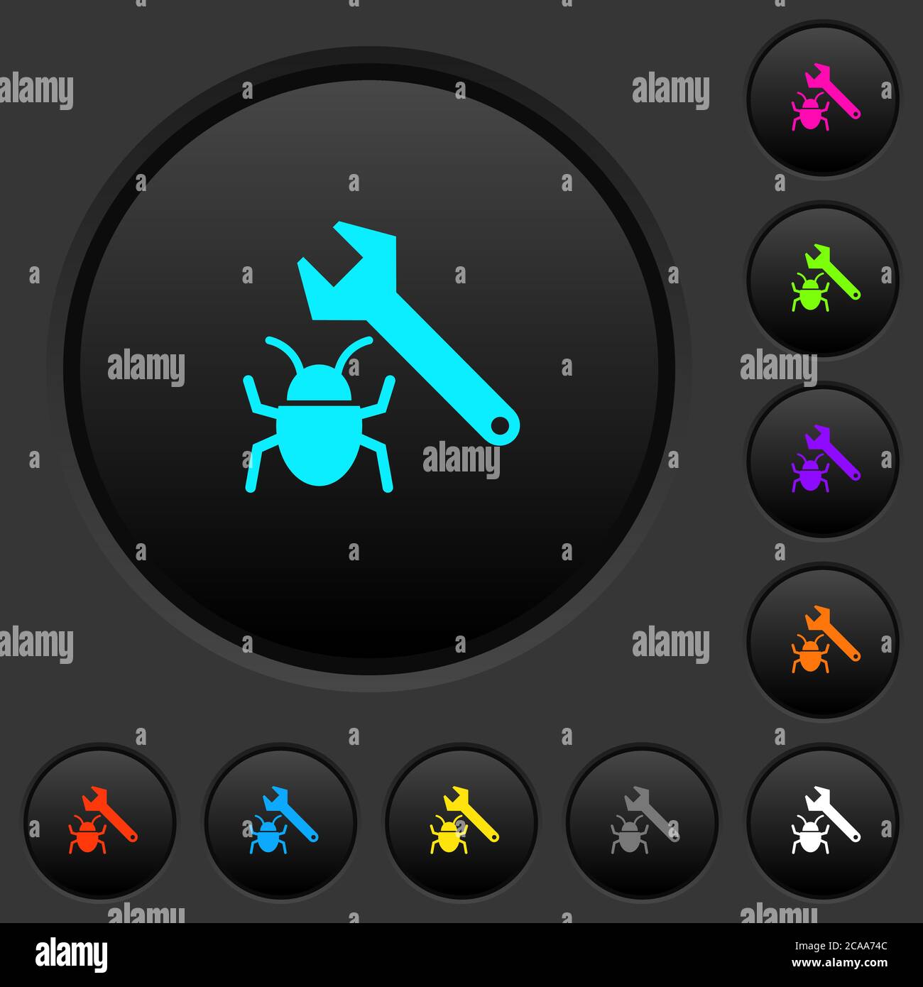 Bug fixing dark push buttons with vivid color icons on dark grey ...