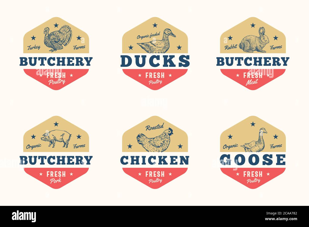 Farm Meat and Poultry Abstract Vector Signs, Symbols or Logo Templates ...