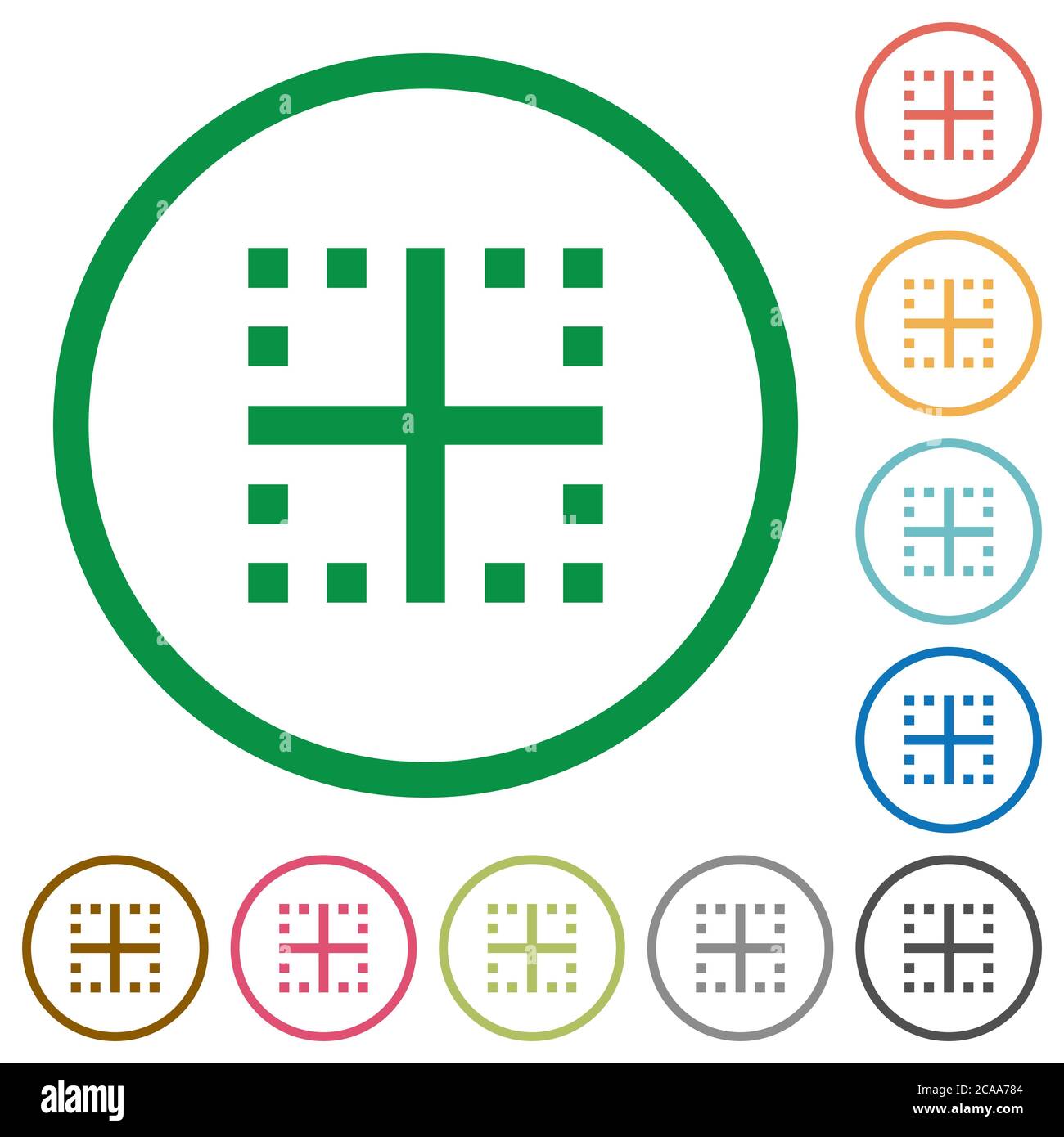 Inner borders flat color icons in round outlines on white background ...