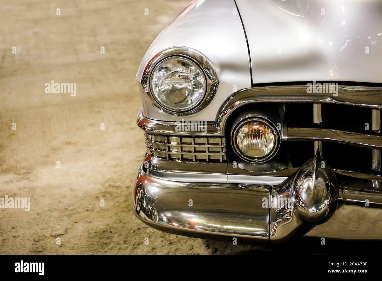 retro car in silver color Stock Photo - Alamy