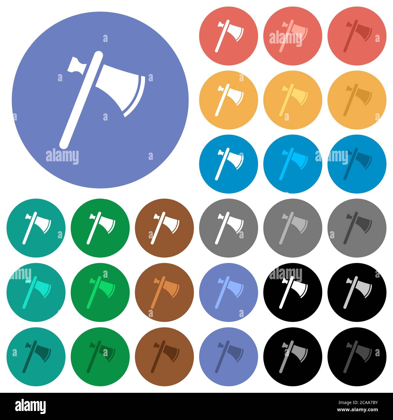 Single tomahawk multi colored flat icons on round backgrounds. Included white, light and dark ...