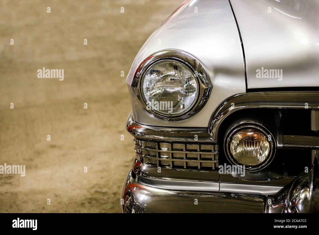 retro car in silver color Stock Photo - Alamy
