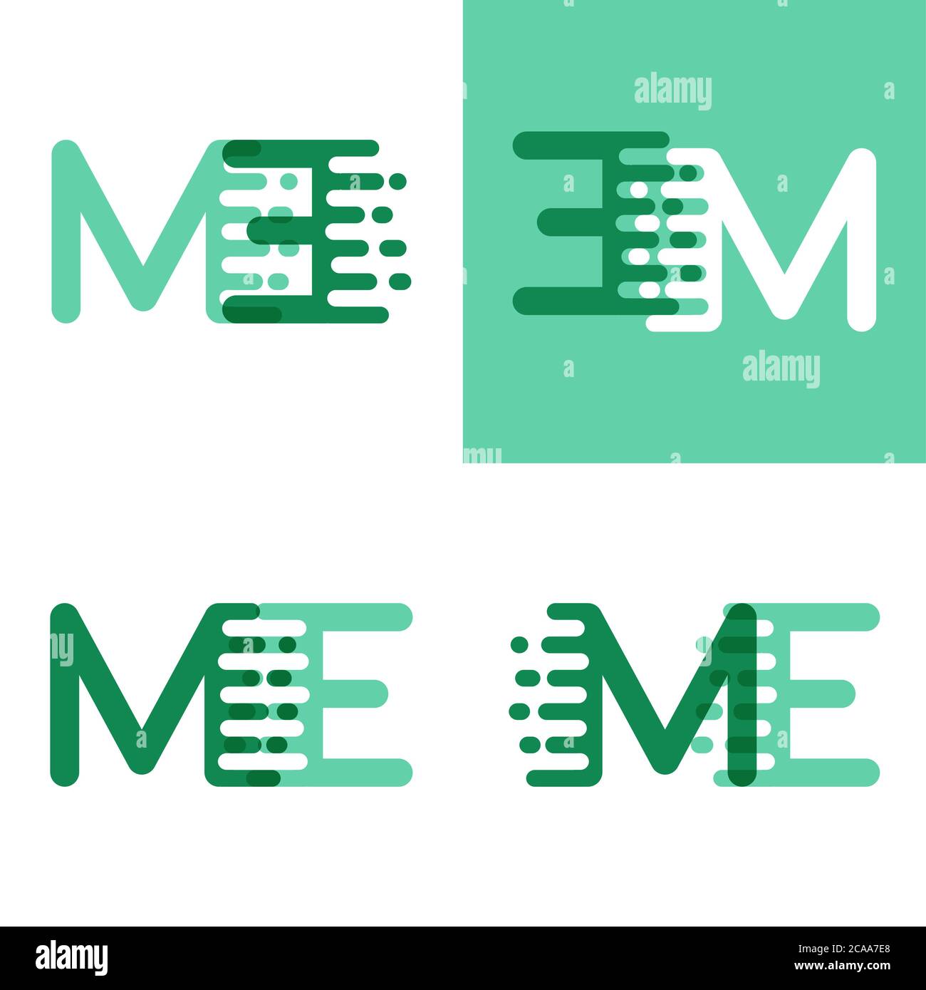 ME letters logo with accent speed in light green and dark green Stock ...
