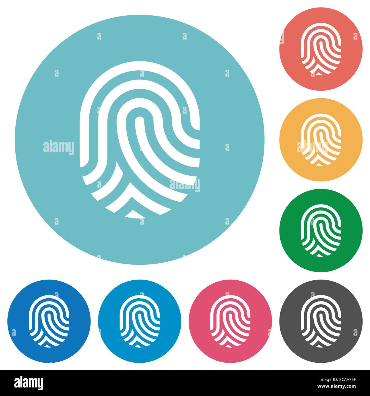 Fingerprint flat white icons on round color backgrounds Stock Vector ...