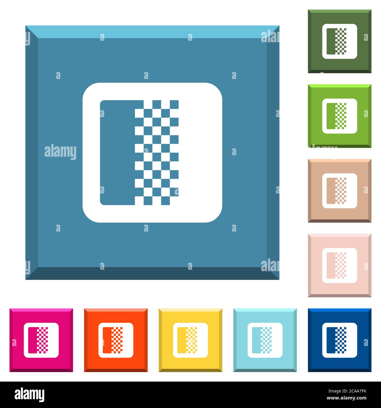 Color gradient white icons on edged square buttons in various trendy ...