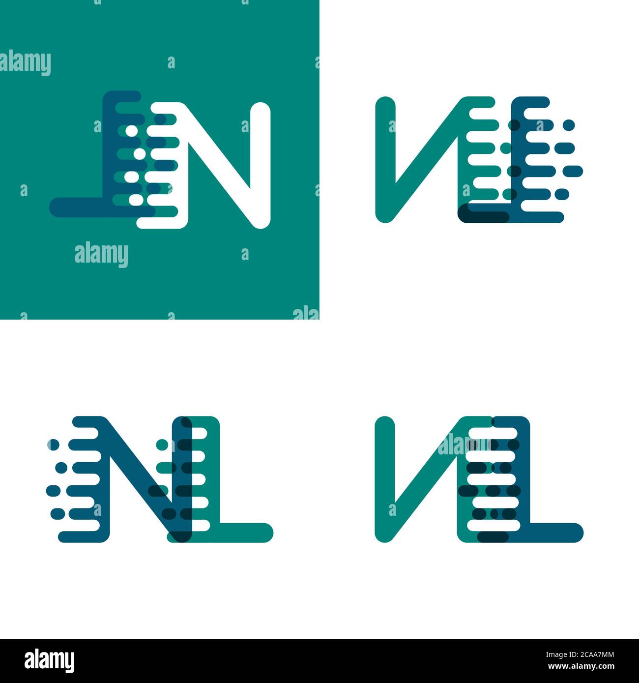 NL letters logo with accent speed in green and dark purple Stock Vector ...