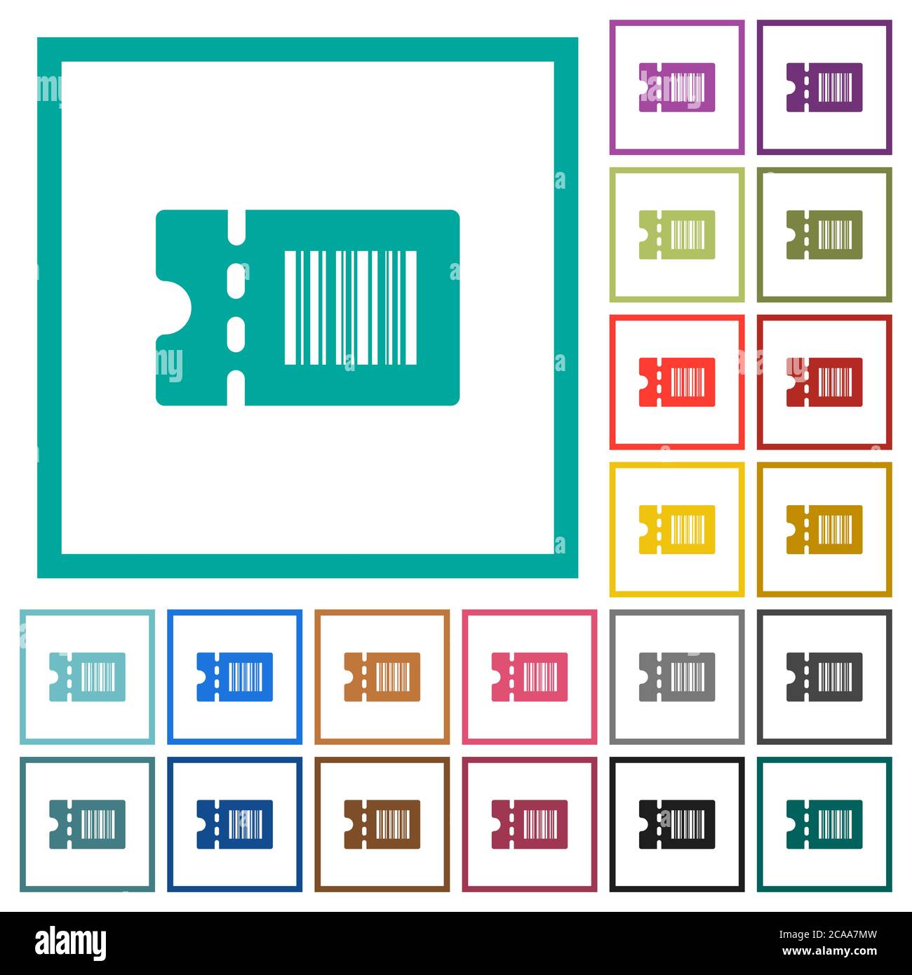 Discount coupon code flat color icons with quadrant frames on white ...