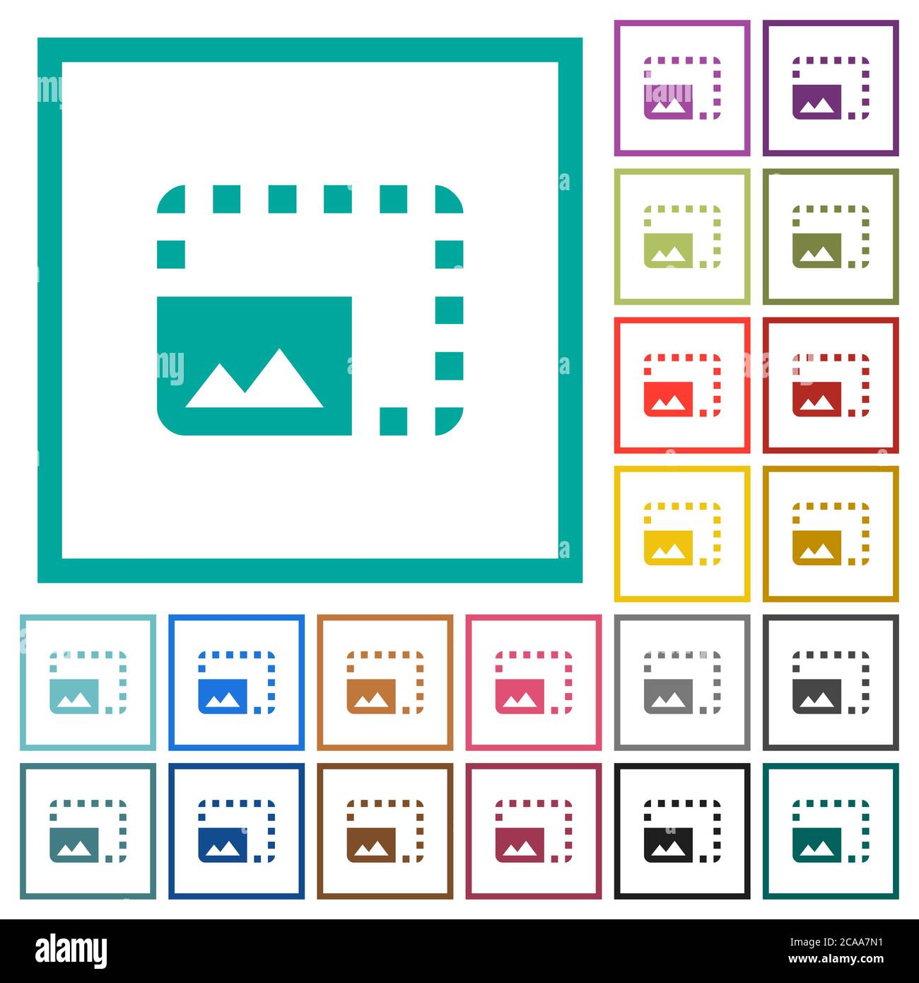 Enlarge photo flat color icons with quadrant frames on white background ...