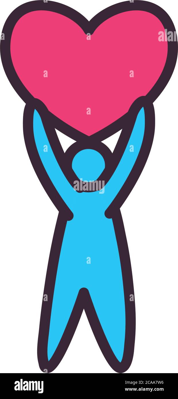 volunteer avatar man with heart line and fill style icon design of ...