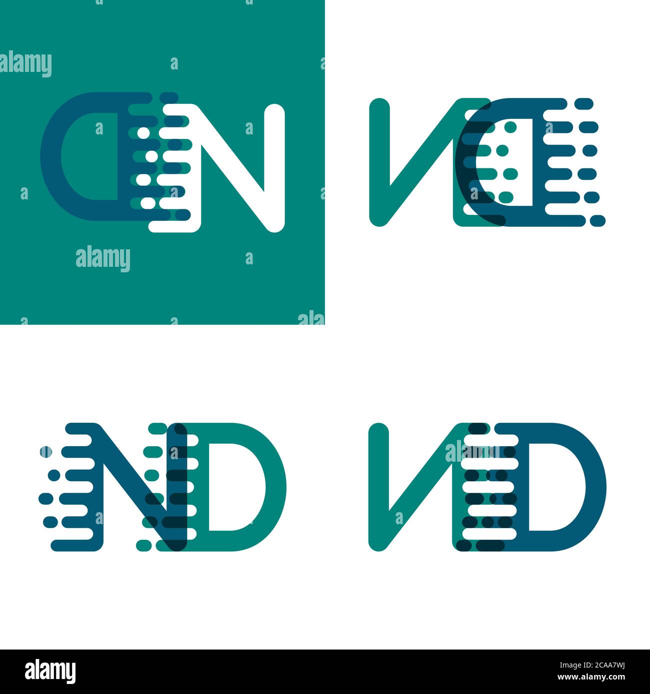 ND letters logo with accent speed in green and dark purple Stock Vector ...