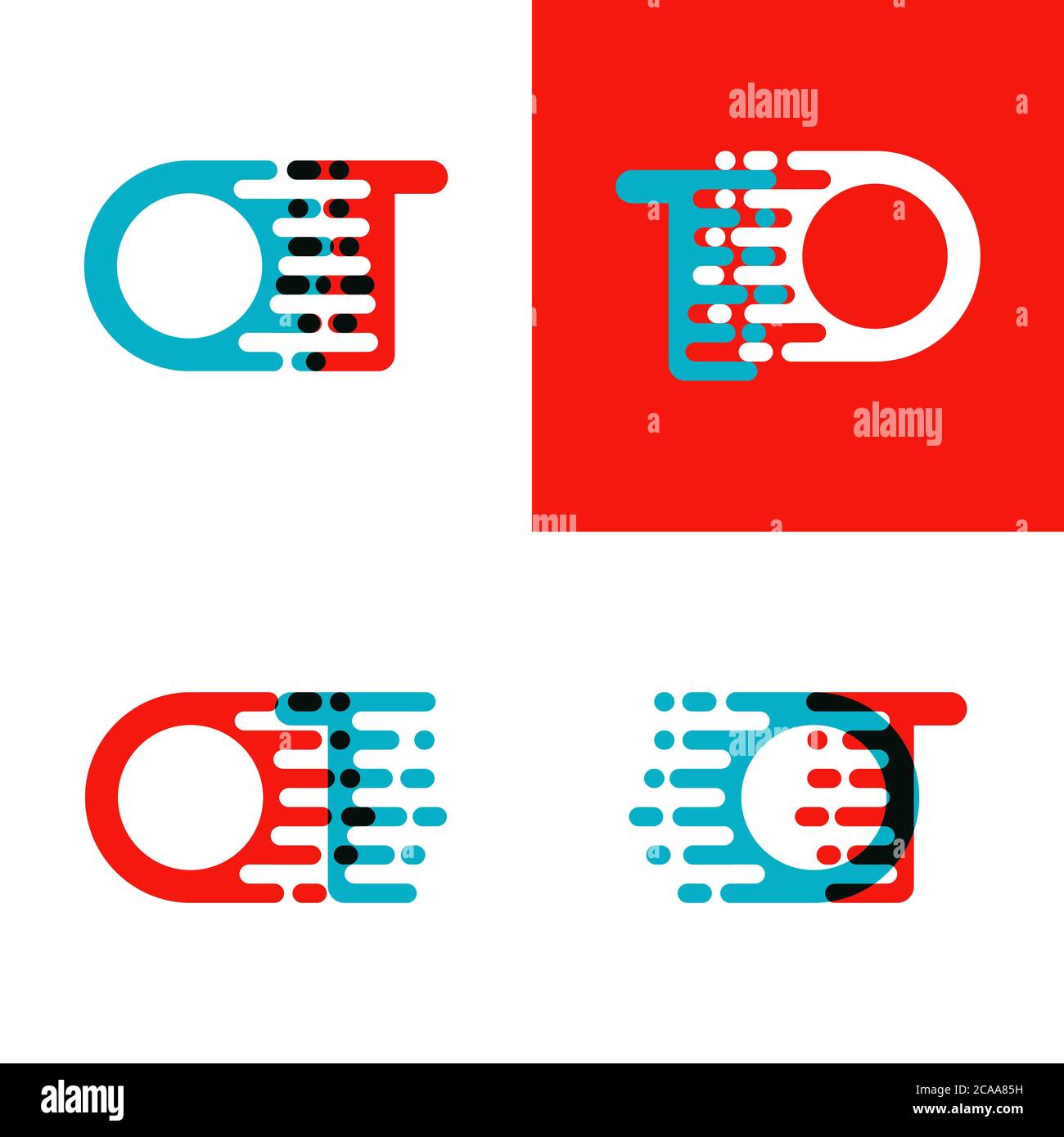 OT letters logo with accent speed in red and blue Stock Vector Image ...