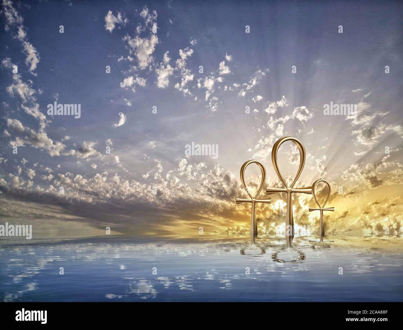 Spiritual background for meditation with yin yang, ankh and buddha ...