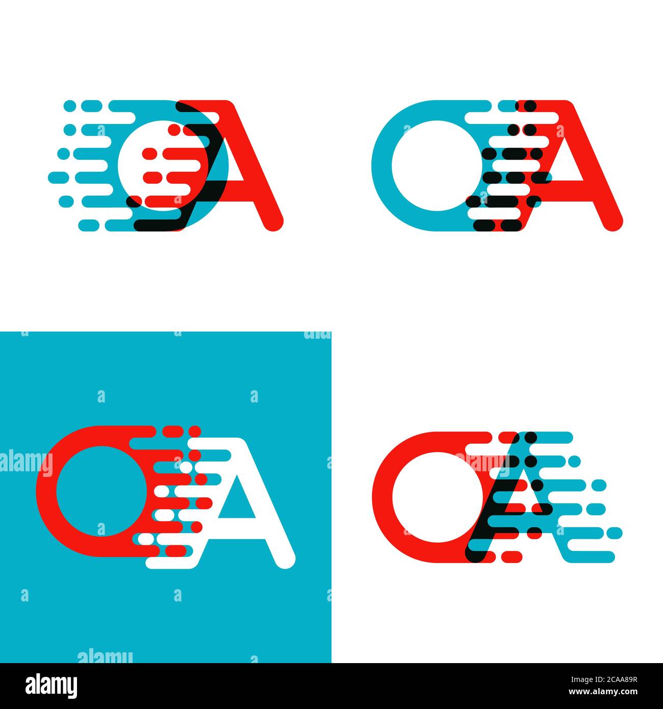 OA letters logo with accent speed in red and blue Stock Vector Image ...