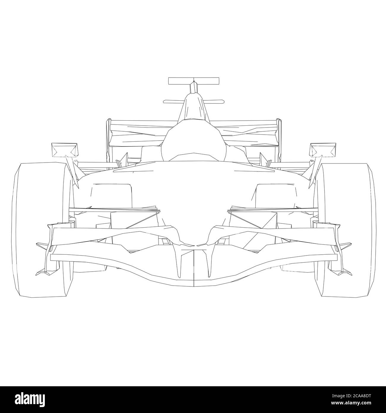 The contour of a racing car from black lines on a white background ...
