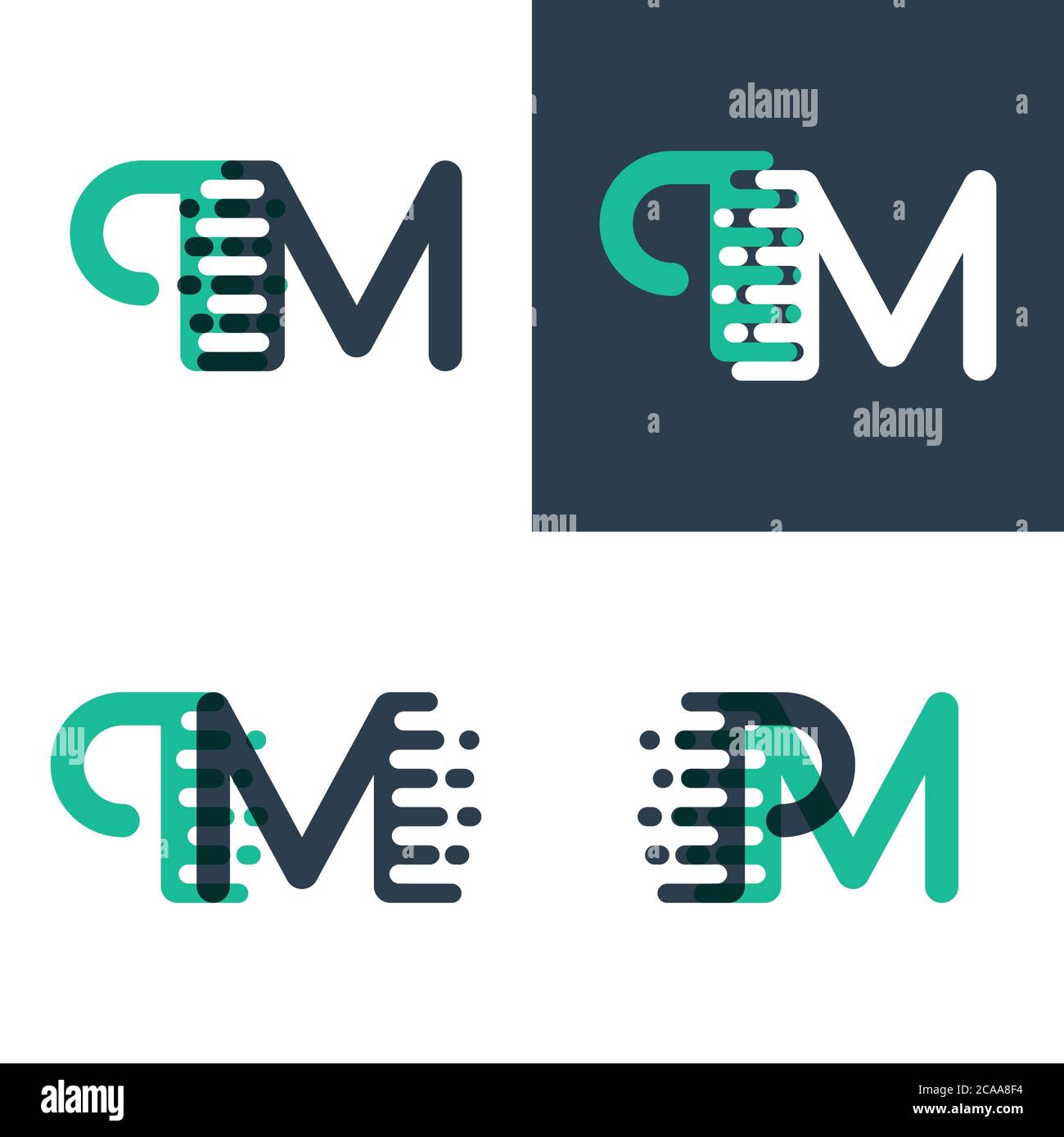 PM letters logo with accent speed in green and dark blue Stock Vector ...