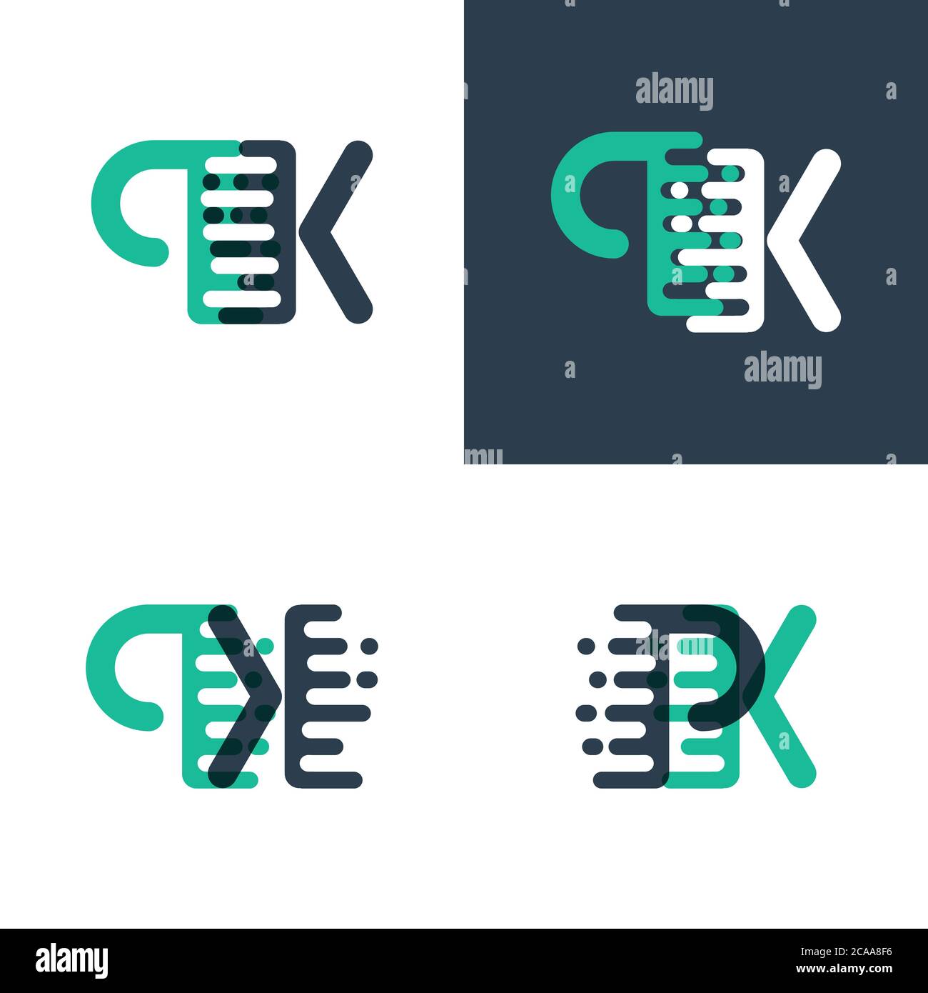PK letters logo with accent speed in green and dark blue Stock Vector ...