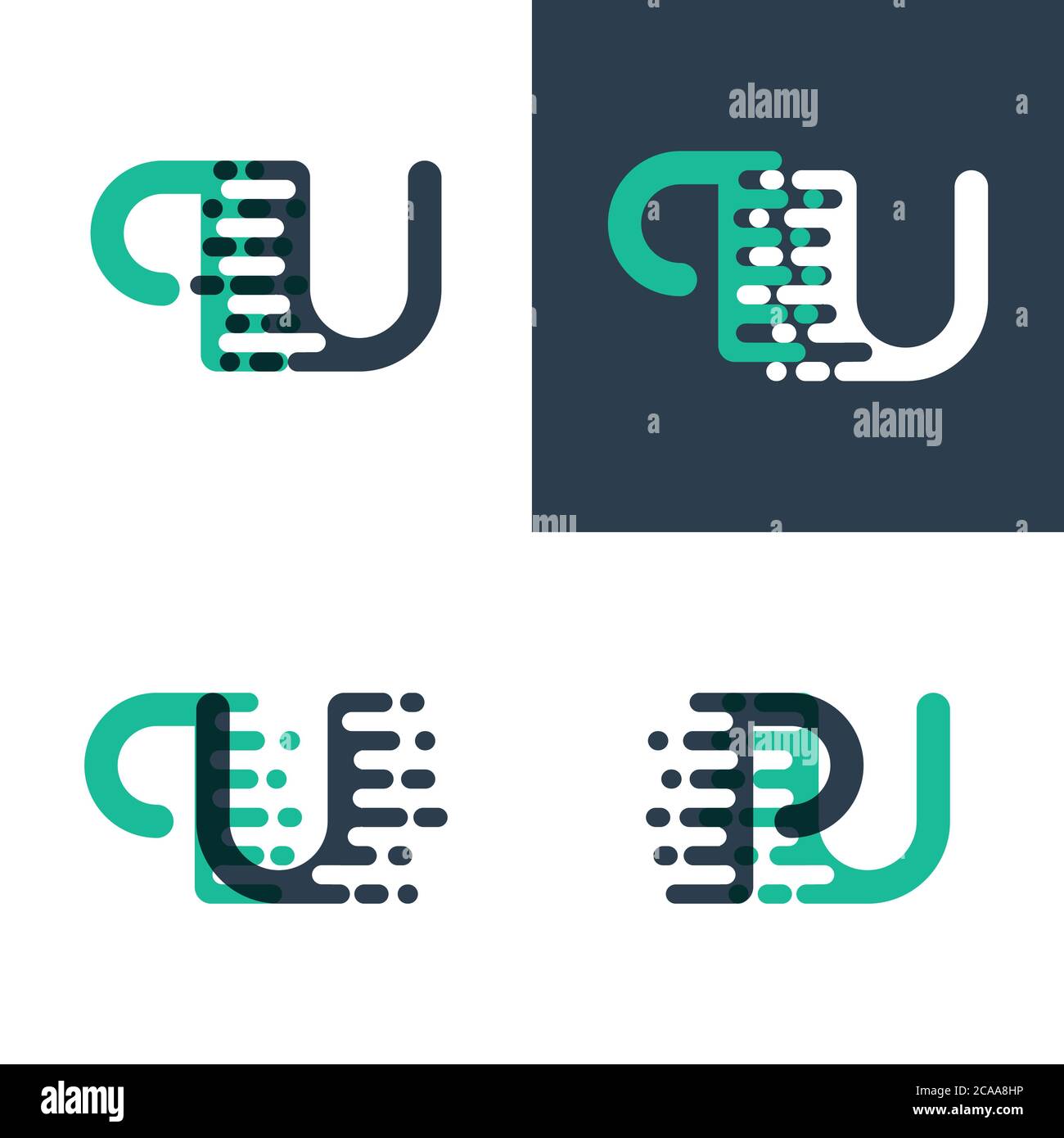 PU letters logo with accent speed in green and dark blue Stock Vector ...