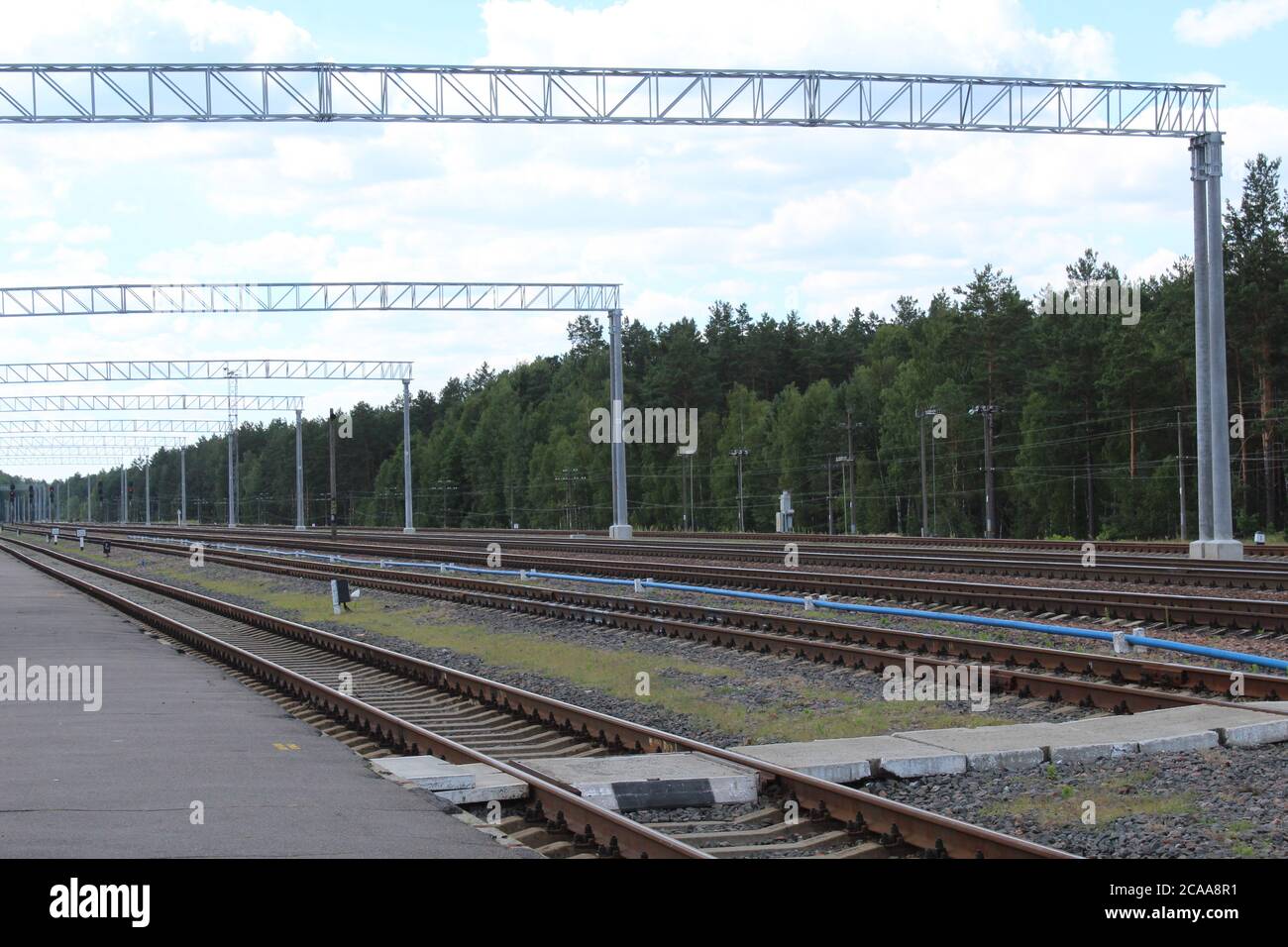 railroad way train to see the platform and the crossing for pedestrians ...