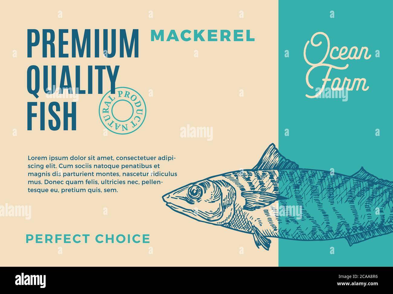 Premium Quality Mackerel. Abstract Vector Fish Packaging Design or ...