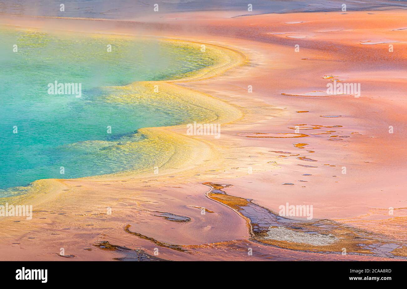 Close up Chromatic spring lake, Yellowstone National Park Stock Photo ...