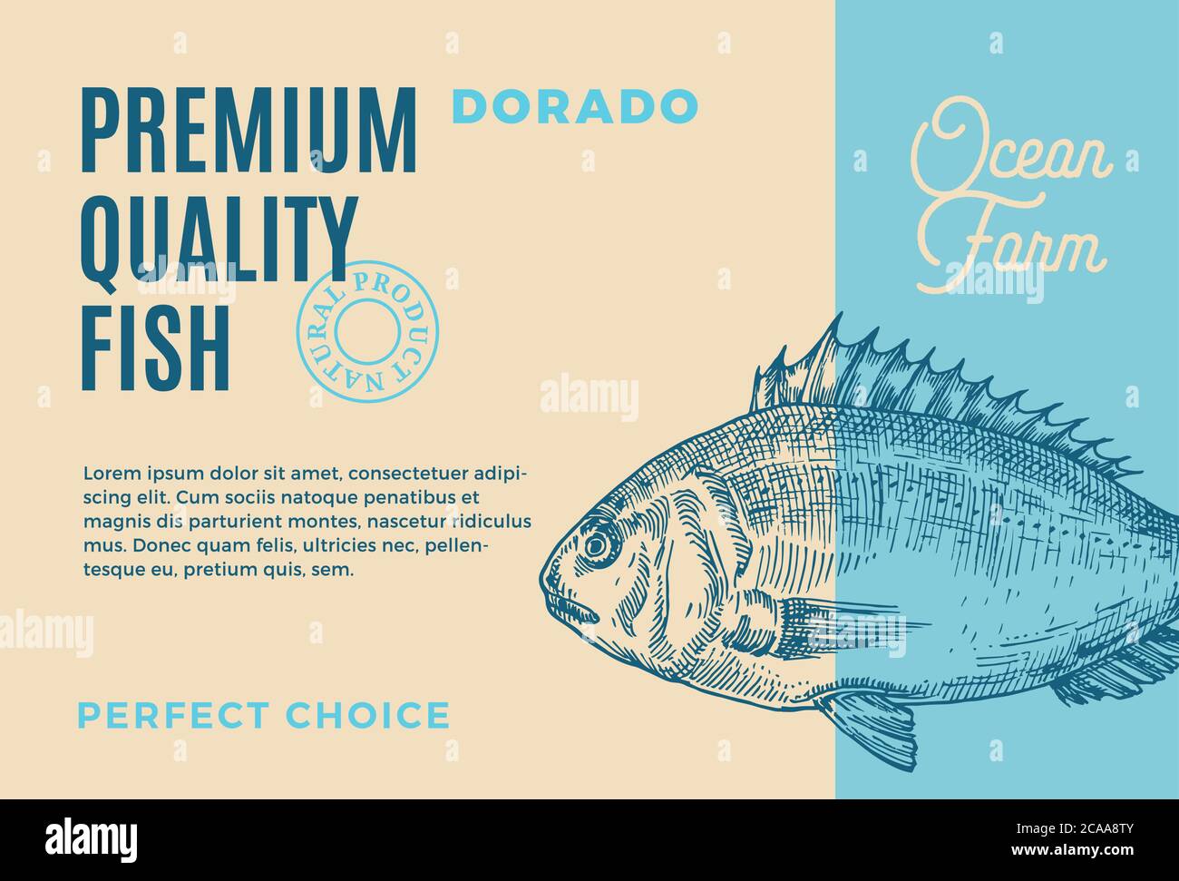 Premium Quality Dorado. Abstract Vector Fish Packaging Design or Label ...