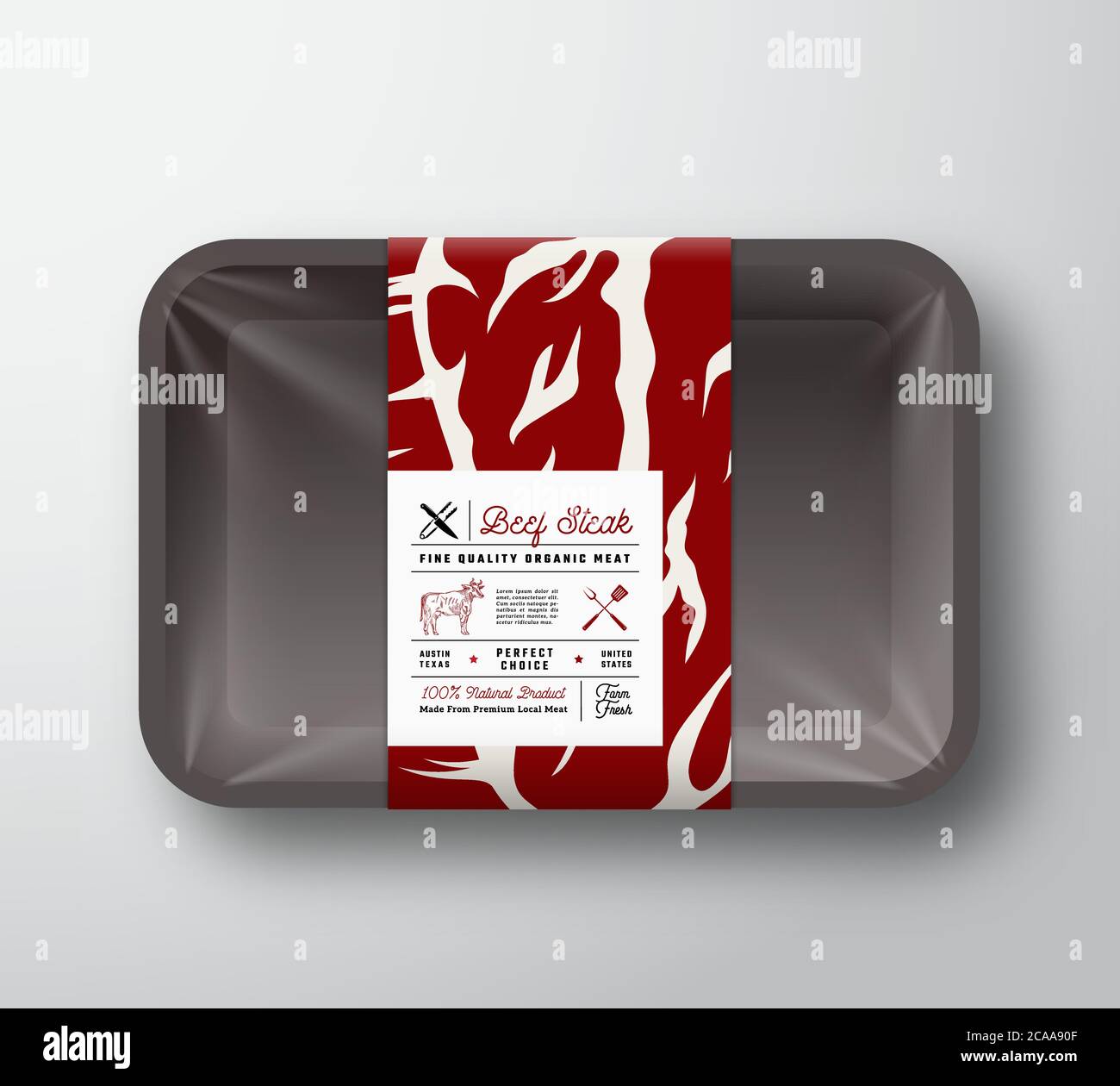 Premium Quality Beef Steak Container Mock Up. Abstract Vector Meat ...