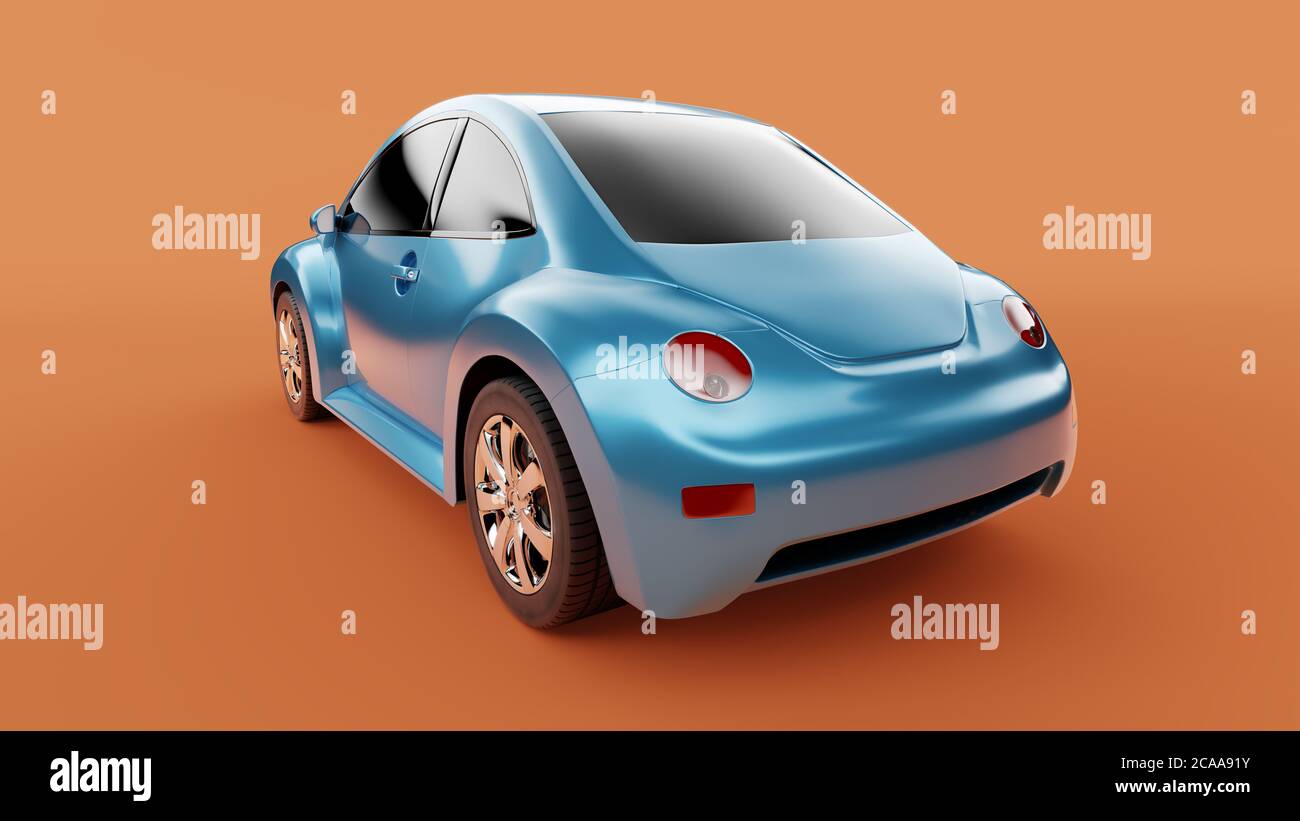Back view of eco blue concept car on orange background Stock Photo - Alamy