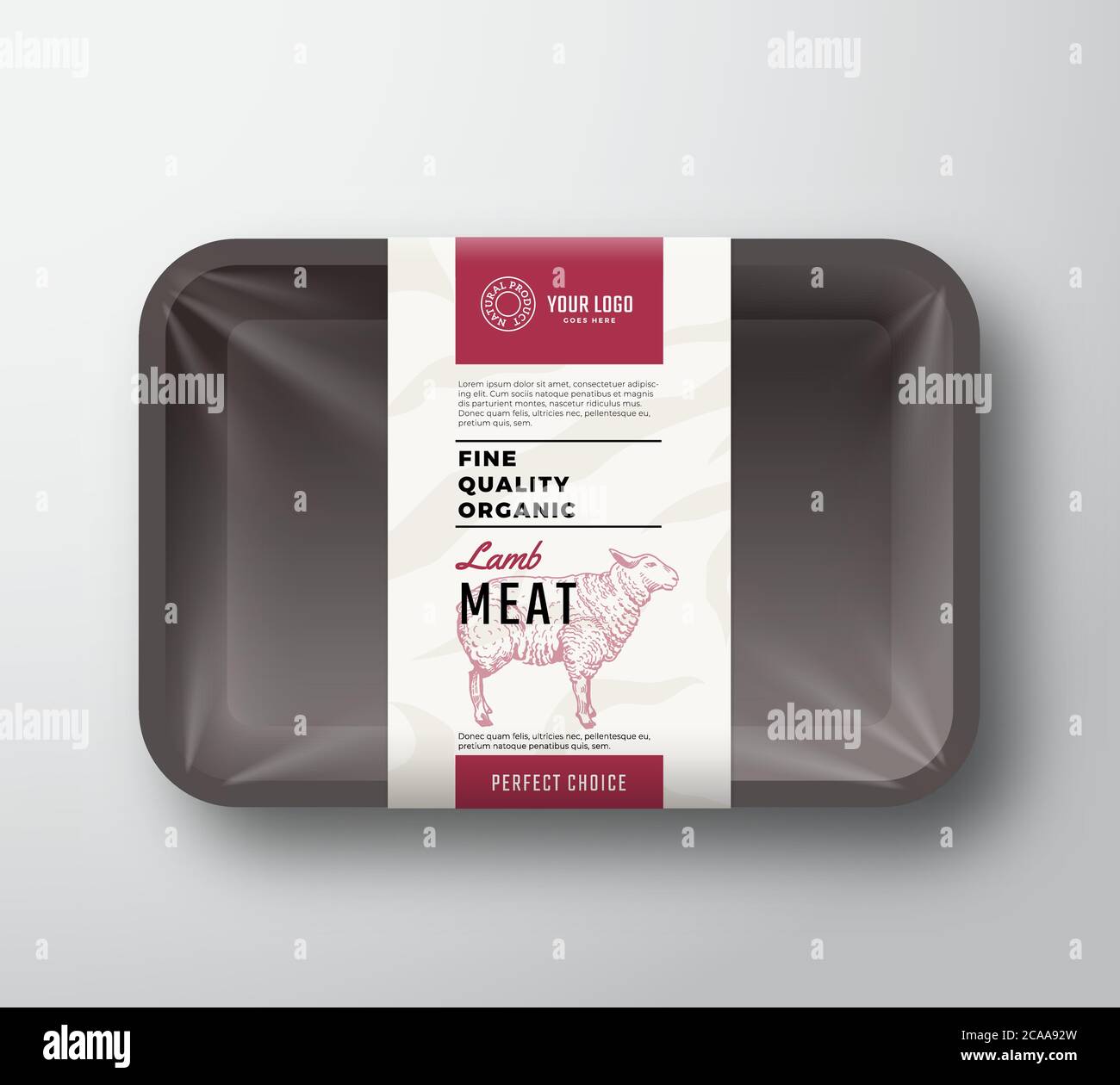 Fine Quality Lamb Meat. Abstract Vector Plastic Tray Container with ...