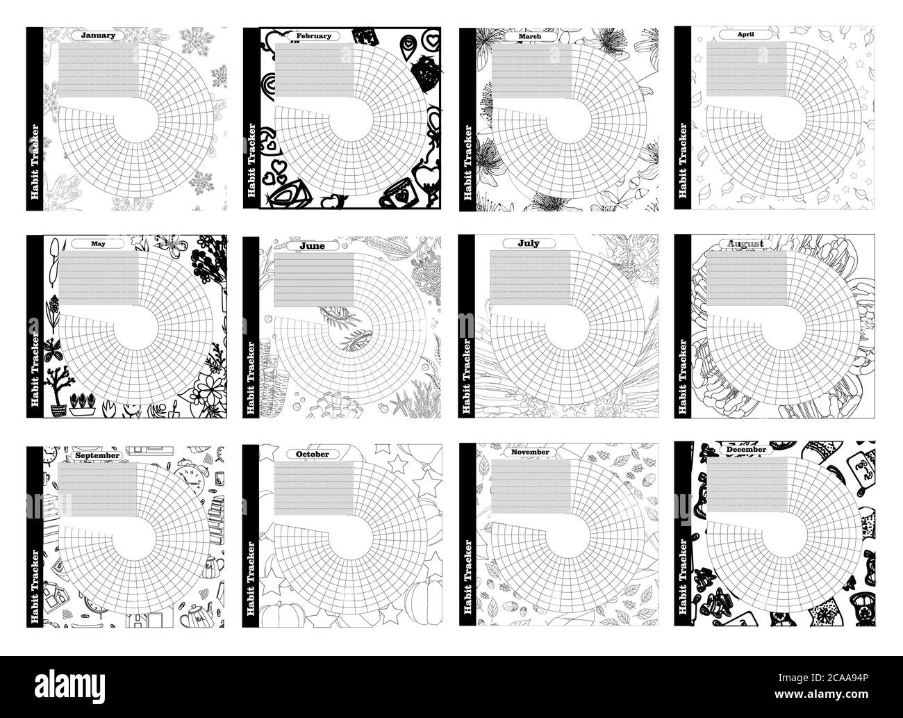 Habit tracker for a year. 12 templates in a set. Good habits. Tracking ...