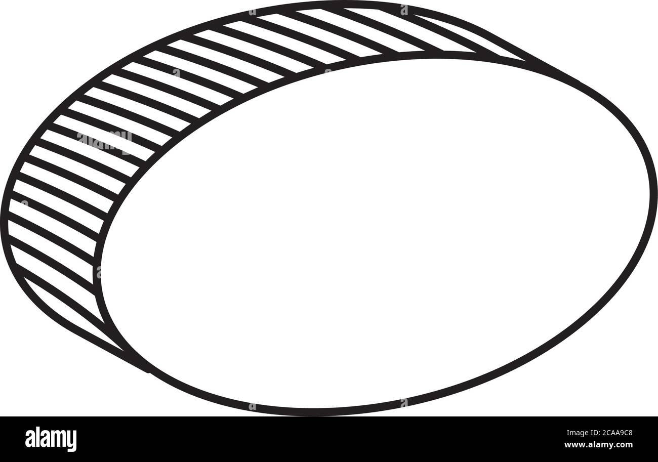 3d ellipse shape icon over white background, line style, vector ...